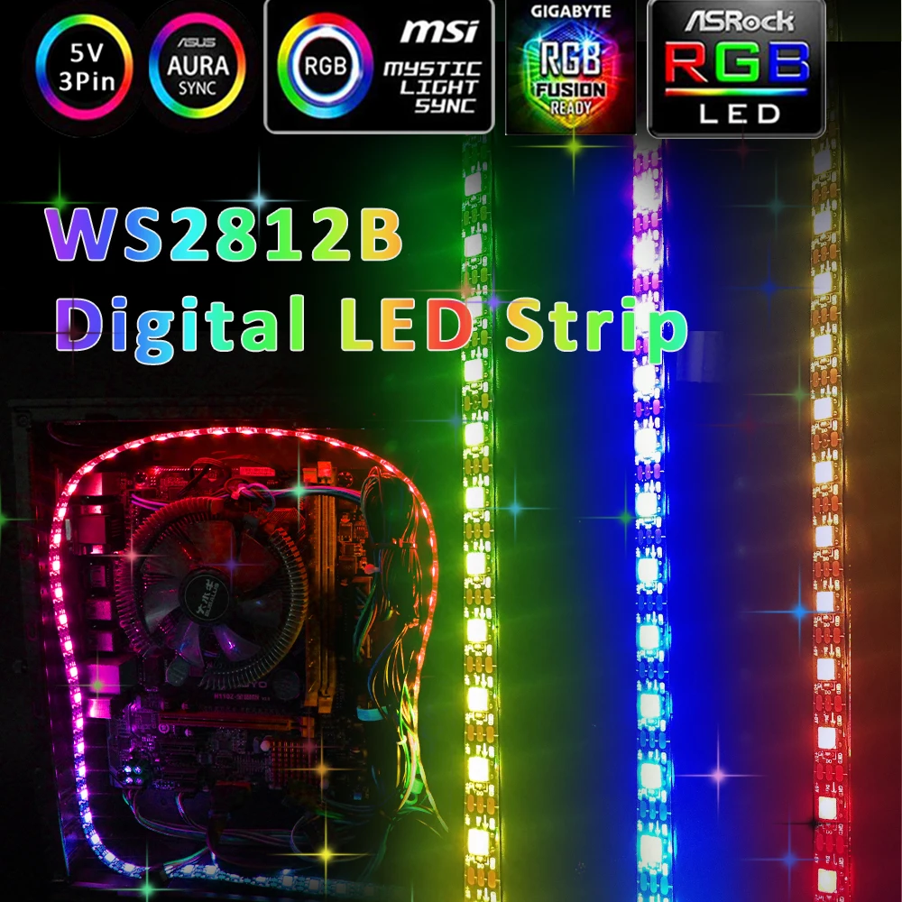 WS2812B-5V-3Pin-ARGB-LED-Strip-Light-Addressable-5050-Flex-Ribbon-Asus ...