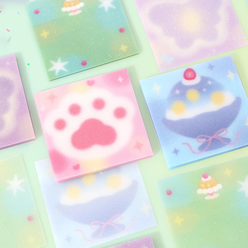 50Pcs-Butterfly-Cat-Paw-Sticky-Notes-Message-Notes-Paper-N-times-Paste ...