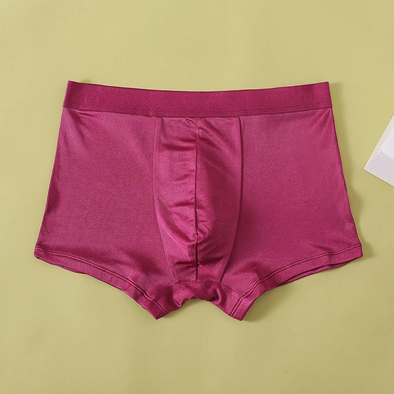 High-end 100% Silk Briefs Men's Mulberry Silk Solid Color Boxers Plus ...