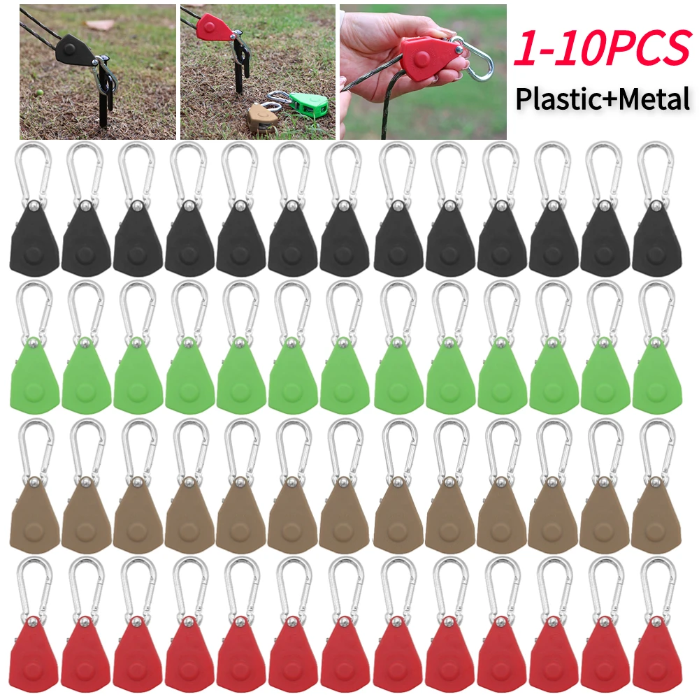1-10Pcs Camping Tent Adjustable Rope Fastener Buckle Heavy Duty Pulley ...