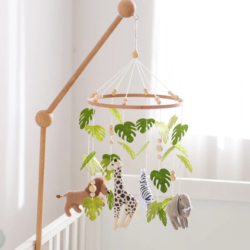 Baby-Bed-Bell-Rattles-Toys-Crib-Mobile-Wooden-Soft-Felt-Forest-Animal ...