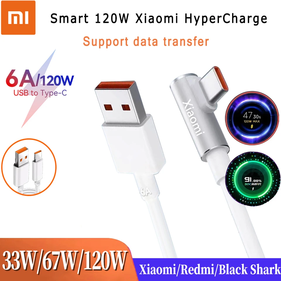 Xiaomi-Cable-USB-tipo-C-Original-120W-6A-codo-de-90-grados-ngulo-de ...
