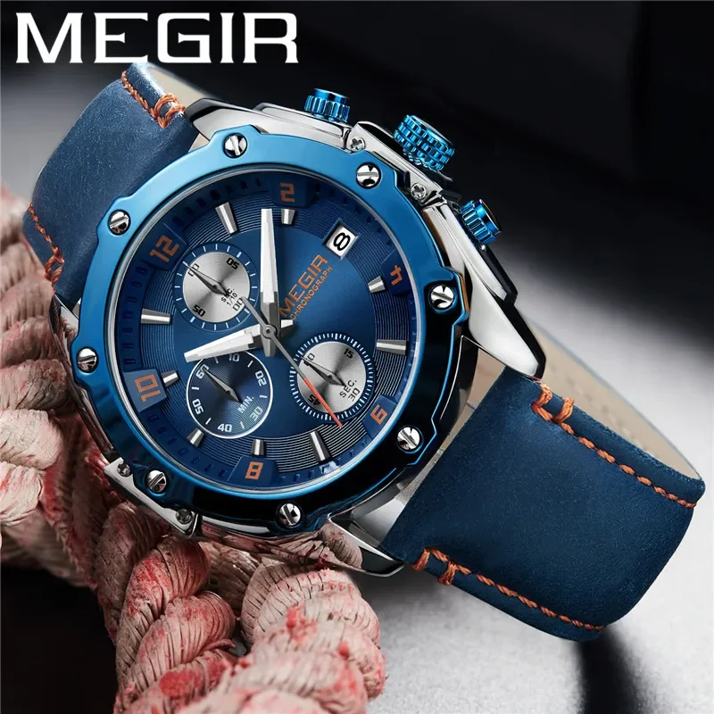 MEGIR-Men-Watch-Top-Brand-Luxury-Blue-Chronograph-Wristwatch-Date ...