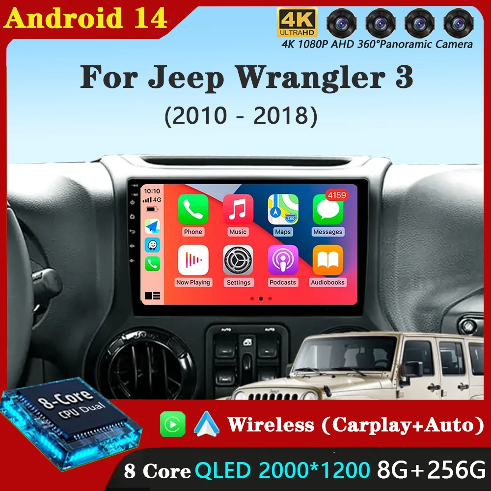 Android 14 Car Radio For Jeep Wrangler 3 JK 2010 - 2018 Multimedia ...