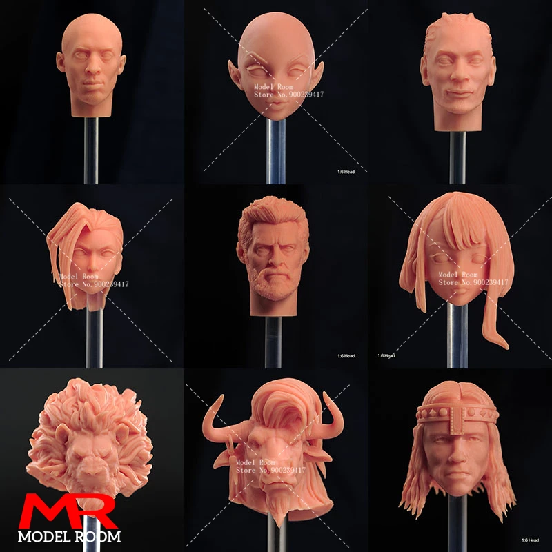 Unpainted 1/6 1/12 1/18 Scale Anime Game Movie Character Head Sculpt ...