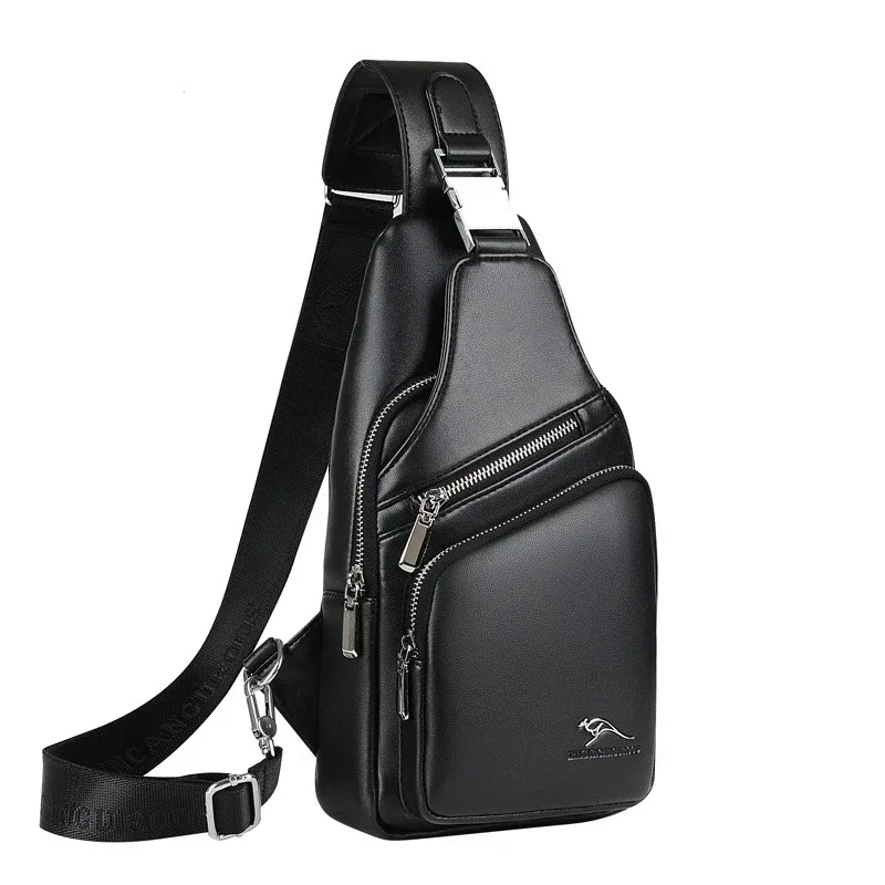 Kangaroo Brand Men's Chest Bag 2022 Fashion Pu Leather Sling Side Male ...