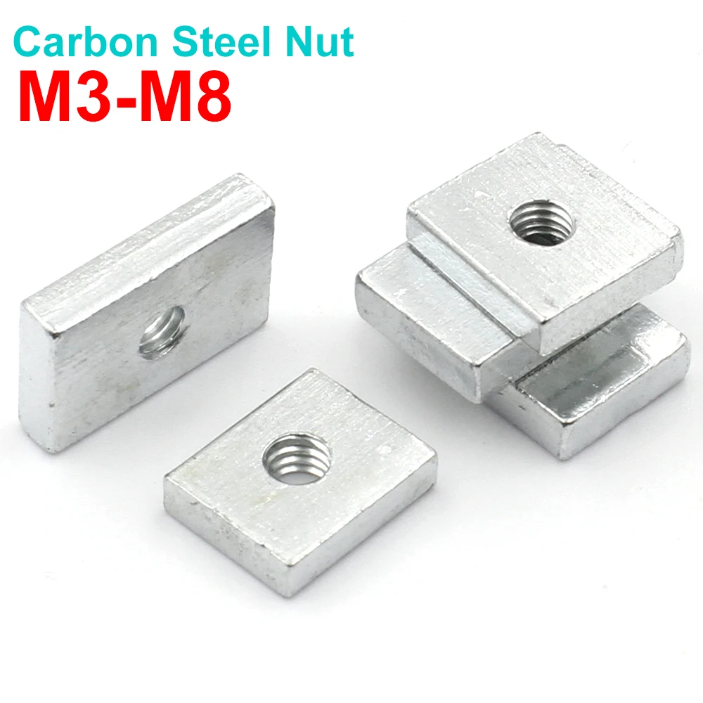 10-50pcs-M3-M4-M5-M6-M8-Square-Nut-Zinc-Plated-Carbon-Steel-Rectangular ...