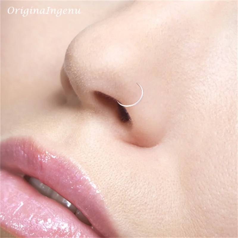 925-Silver-Nose-Ring-Real-Piercing-Gold-Filled-Jewelry-Handmade-2PCS ...