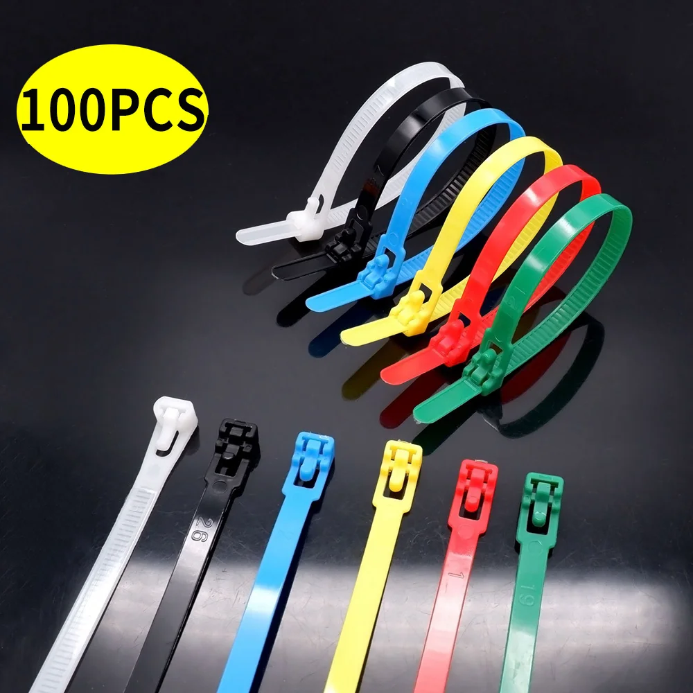 100pcs-Plastic-Reusable-Cable-Ties-Nylon-Self-locking-Detachable-Zipper-Cable-Organizer-Garden ...