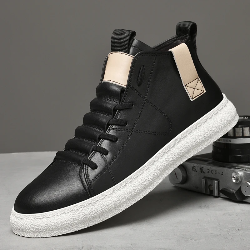 Italian-New-Men-s-Genuine-Leather-Casual-Shoes-High-Quality-High-Top ...