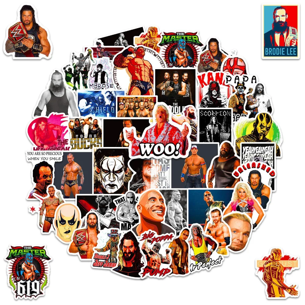 50pcs-WWE-Stationery-Sticker-American-Wrestling-Cartoon-Stickers-for ...
