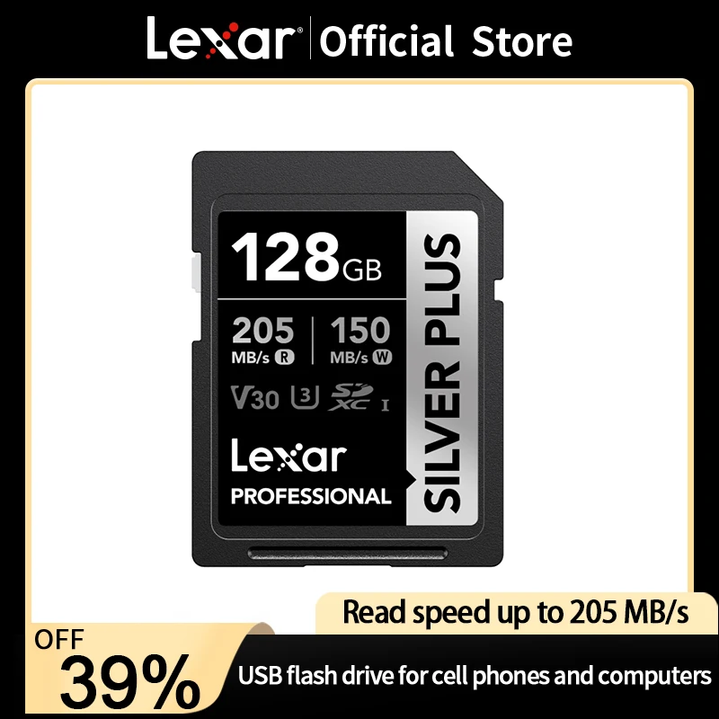 Lexar-Silver-Plus-SD-Card-64GB-128GB-256GB-Flash-Memory-Card-U3-V30-4K ...