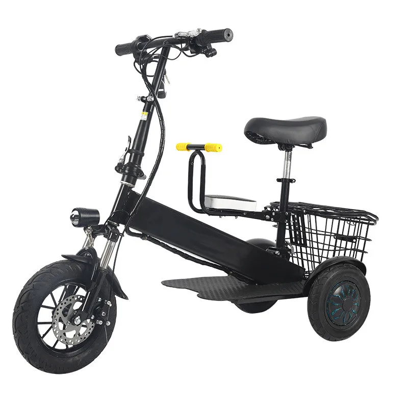 Mini triciclo eléctrico plegable portátil para adultos, patinete para padres e hijos, 3 ruedas ...