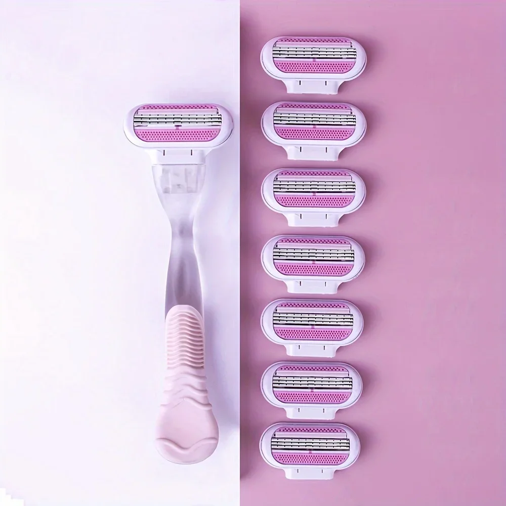 Women-s-body-hair-shaver-blade-1-handle-8-ink-cartridges-three-layer ...