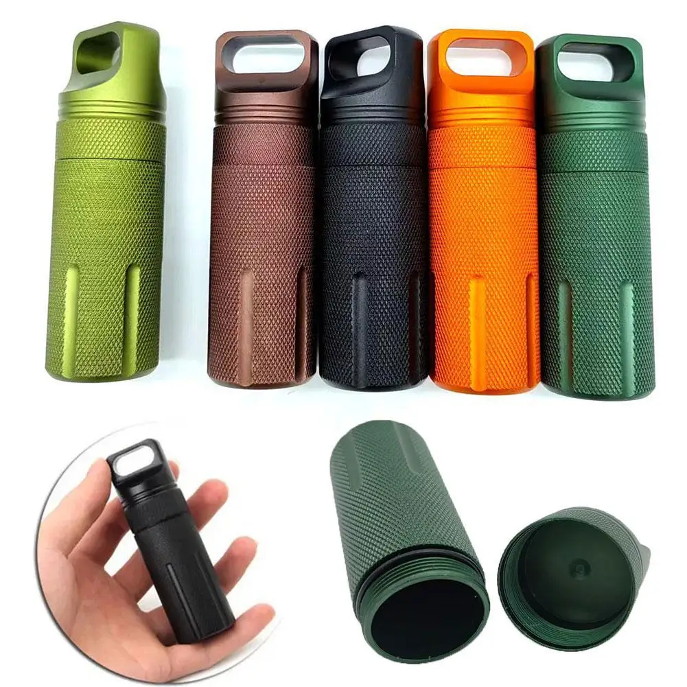Aluminum Alloy Airtight Pill Container Bottle Portable Single Chamber ...