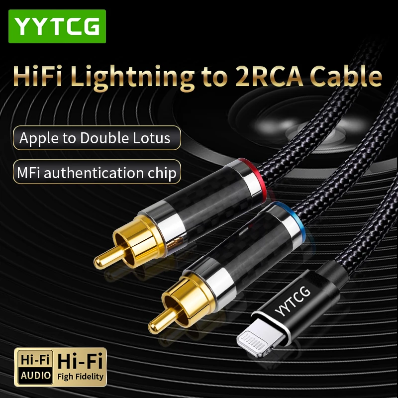 HIFI-Lightning-to-2RCA-Cable-for-iPhone-High-end-OFC-Silver-Plating ...