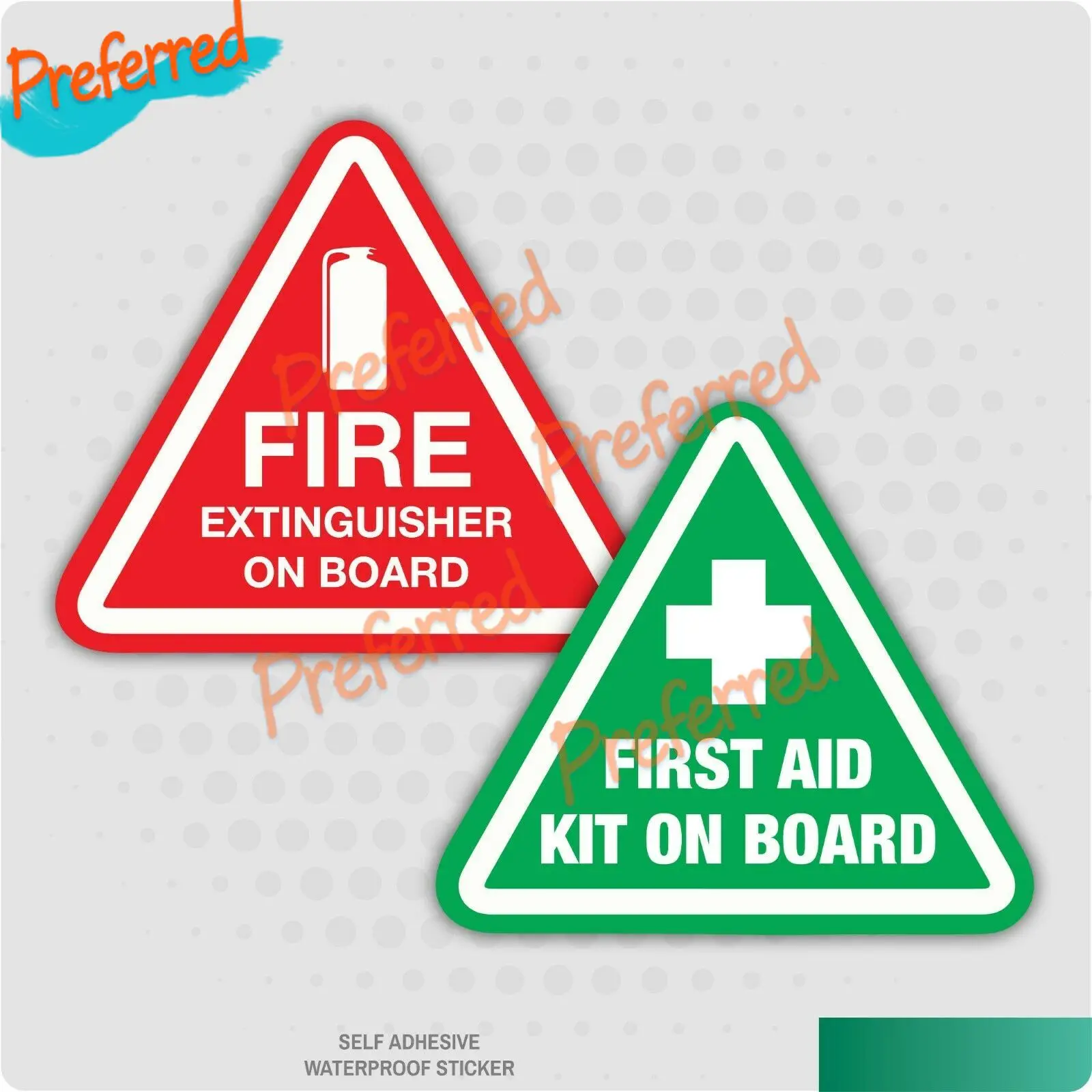 First Aid And Fire Extinguisher On Board Self Adhesive Stickers Safety ...