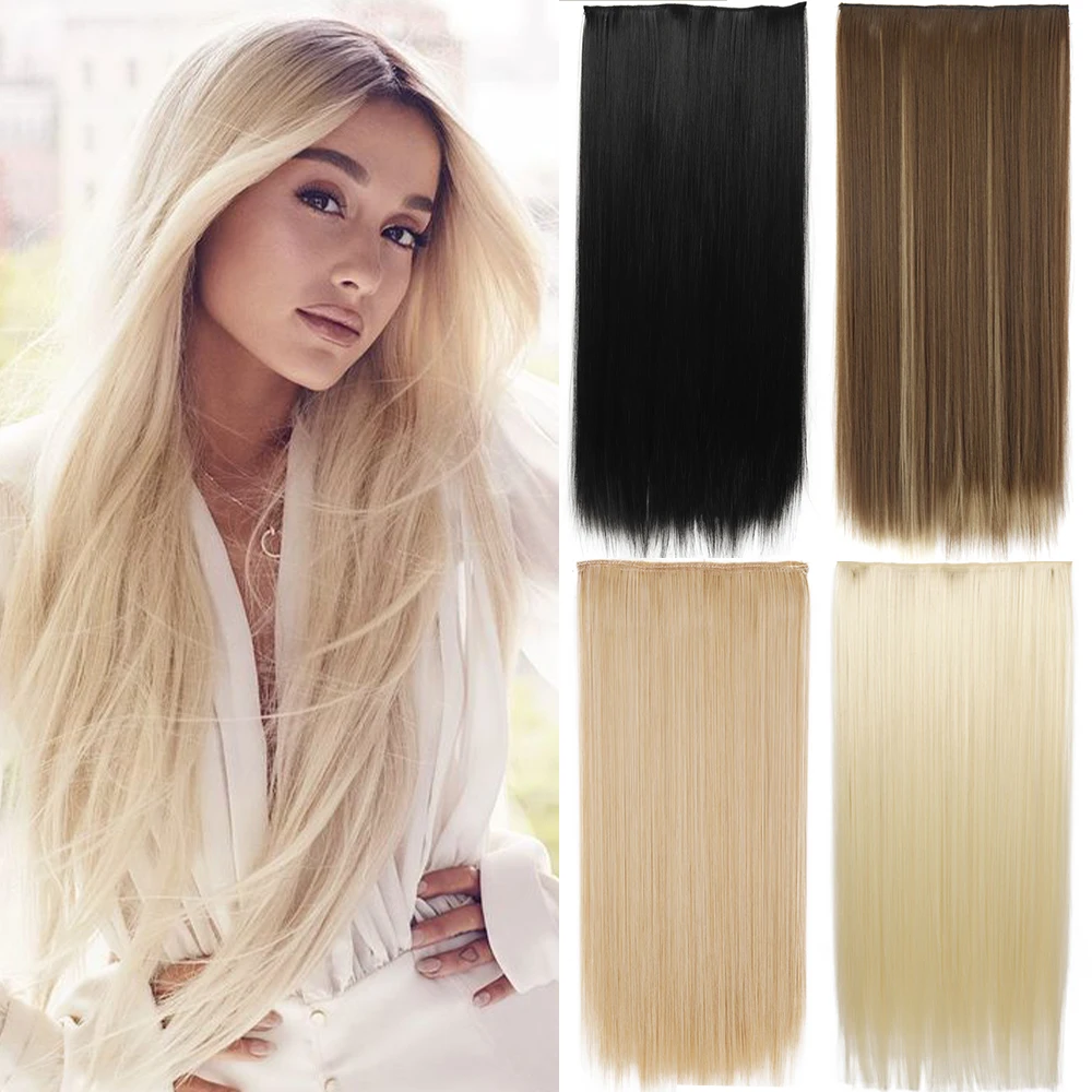 MERISIHAIR-Synthetic-No-Clip-Invisible-Wire-Hair-Extensions-Straight ...