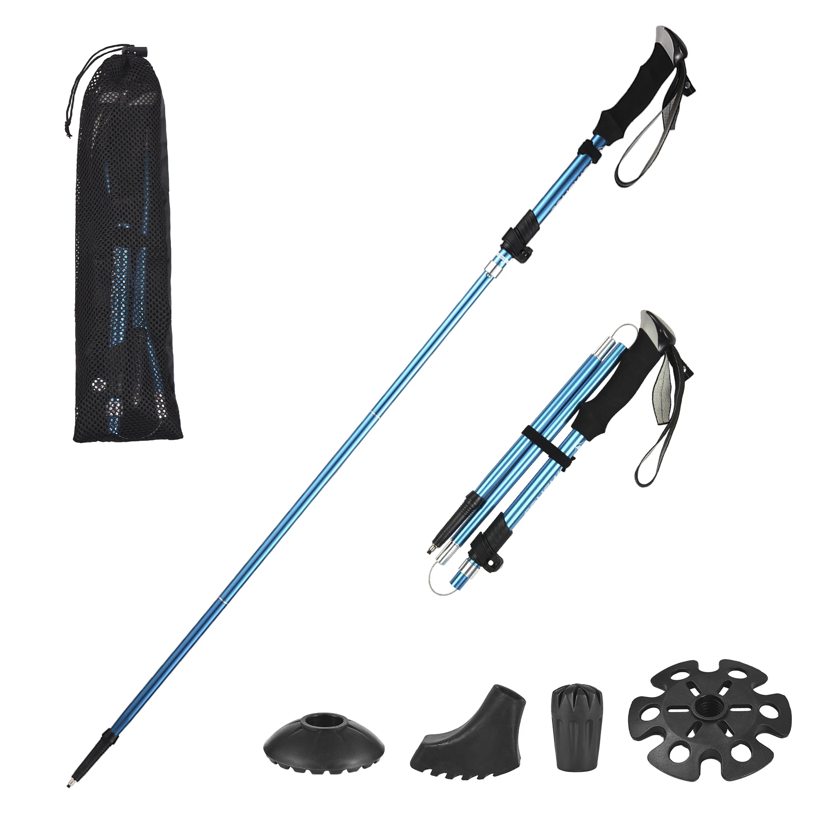 TOMSHOO Trekking Pole Lightweight Collapsible Trekking Pole Five-fold ...