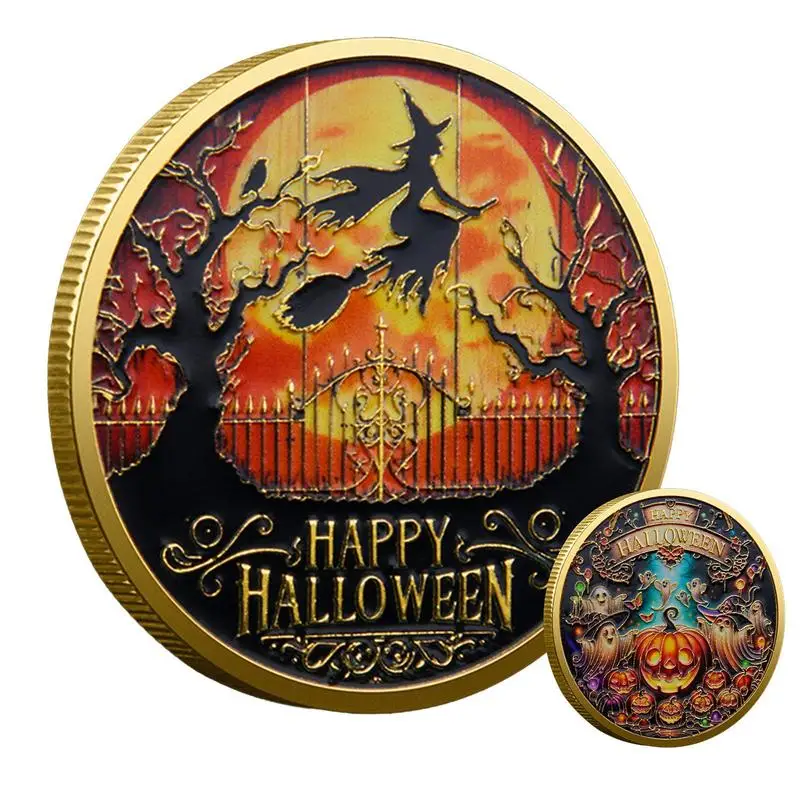 Happy-Halloween-Souvenir-Coin-Halloween-Pumpkin-Skeleton-Souvenir-Party ...
