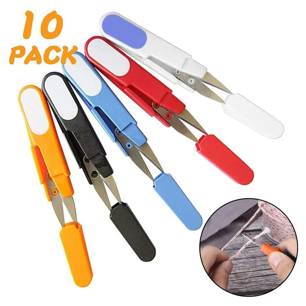 5Pcs-Random-Color-Plastic-Scissors-With-Caps-Fishing-Line-Yarn-Scissors ...