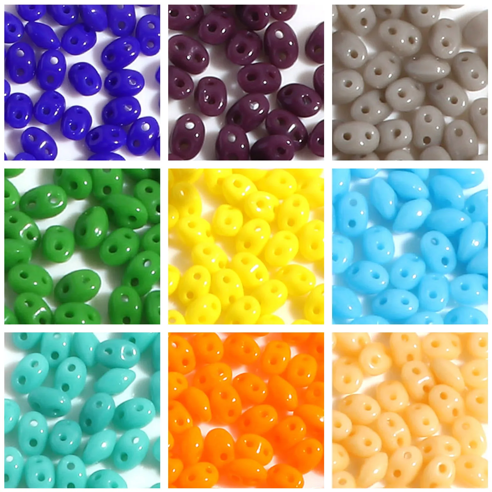 Glass-Twin-Hole-Seed-Two-Hole-Twin-Seed-Beads-Multicolor-Opaque-Spacer ...