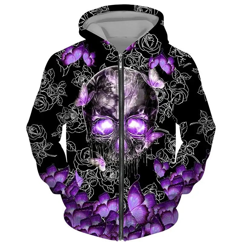 Sudaderas con capucha de motocicleta con estampado 3D de calavera ...