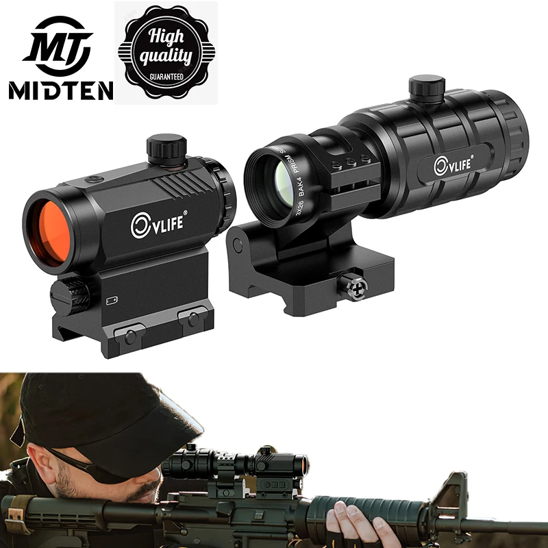 MidTen Riflescope Rifle Hunting Scopes 3X Magnifier Combo 3 MOA Red Dot ...