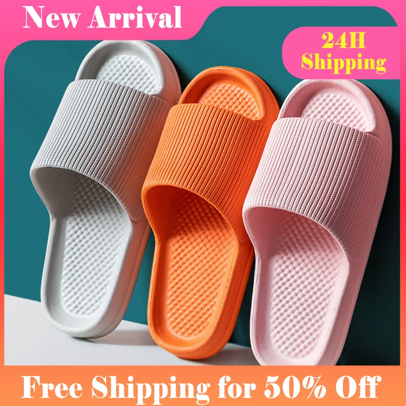 2023 New Couple Slippers Summer Beach Slides Bathroom Anti-slip Slipper ...