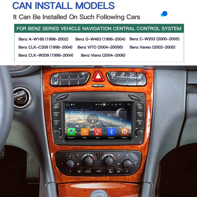 7" Android10 Car Dvd Multimedia Player For Mercedes Benz W163 W209 W203 ...