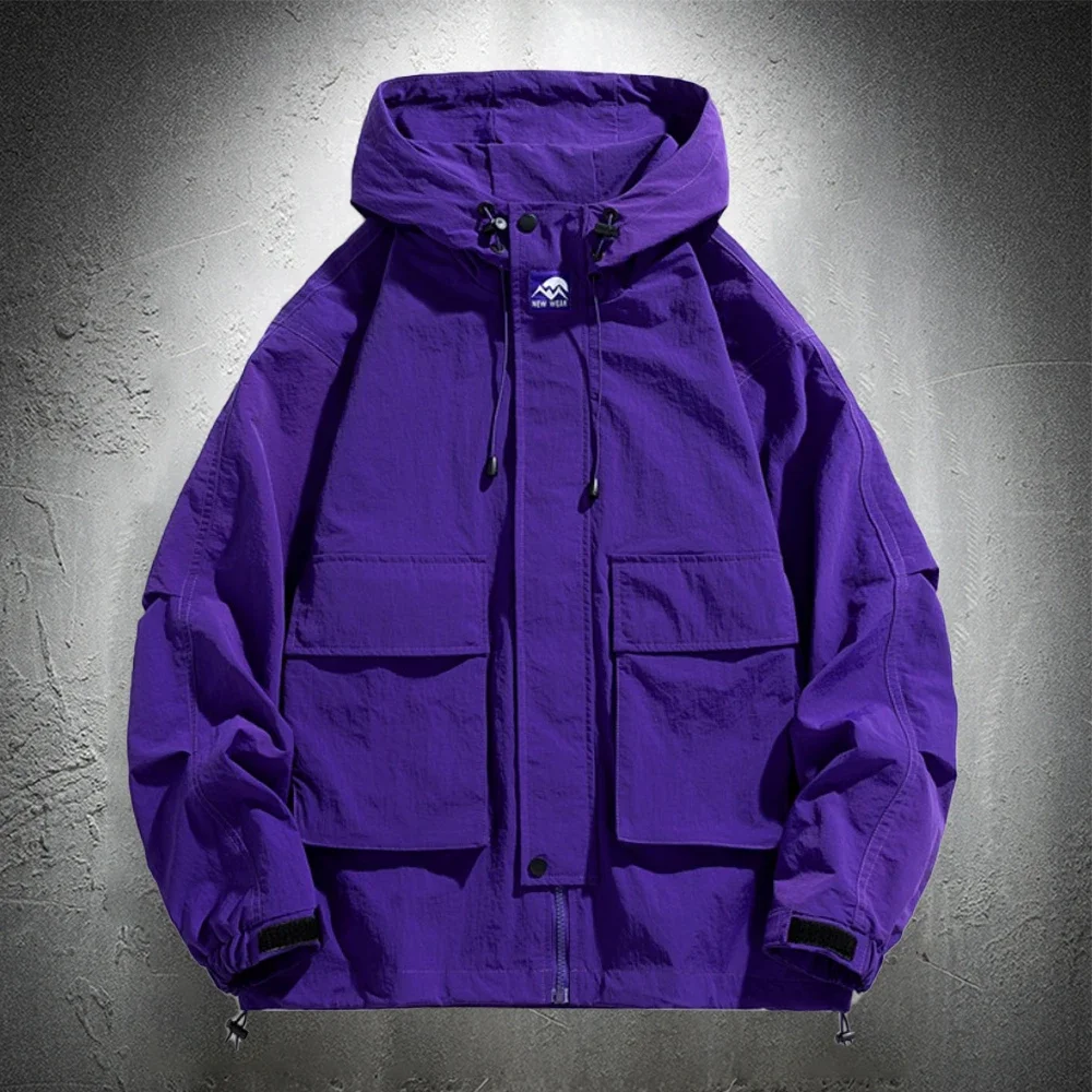Purple-Hoodie-Jackets-Men-Windbreaker-Jacket-Hip-Hop-Solid-Color ...