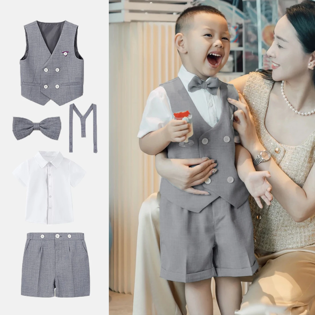 Summer 4Piece Infant Boy Clothes Set Fashion Gentleman Suit Baby Outfit ...