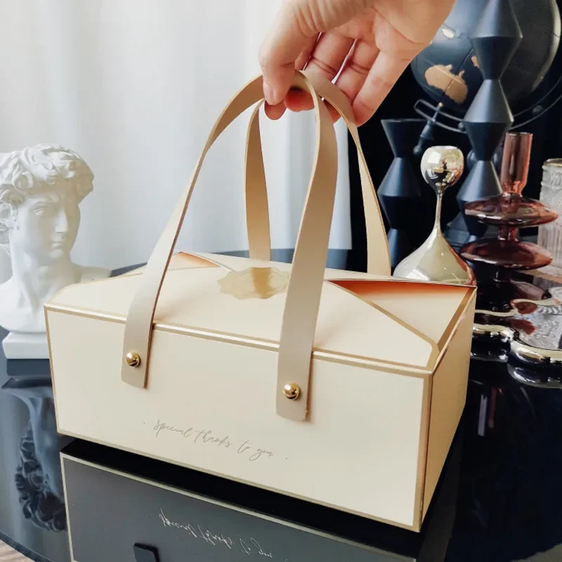 10pcs-Gift-Boxes-Cake-Paper-Hand-Ribbon-Baking-Box-Package-Leather ...