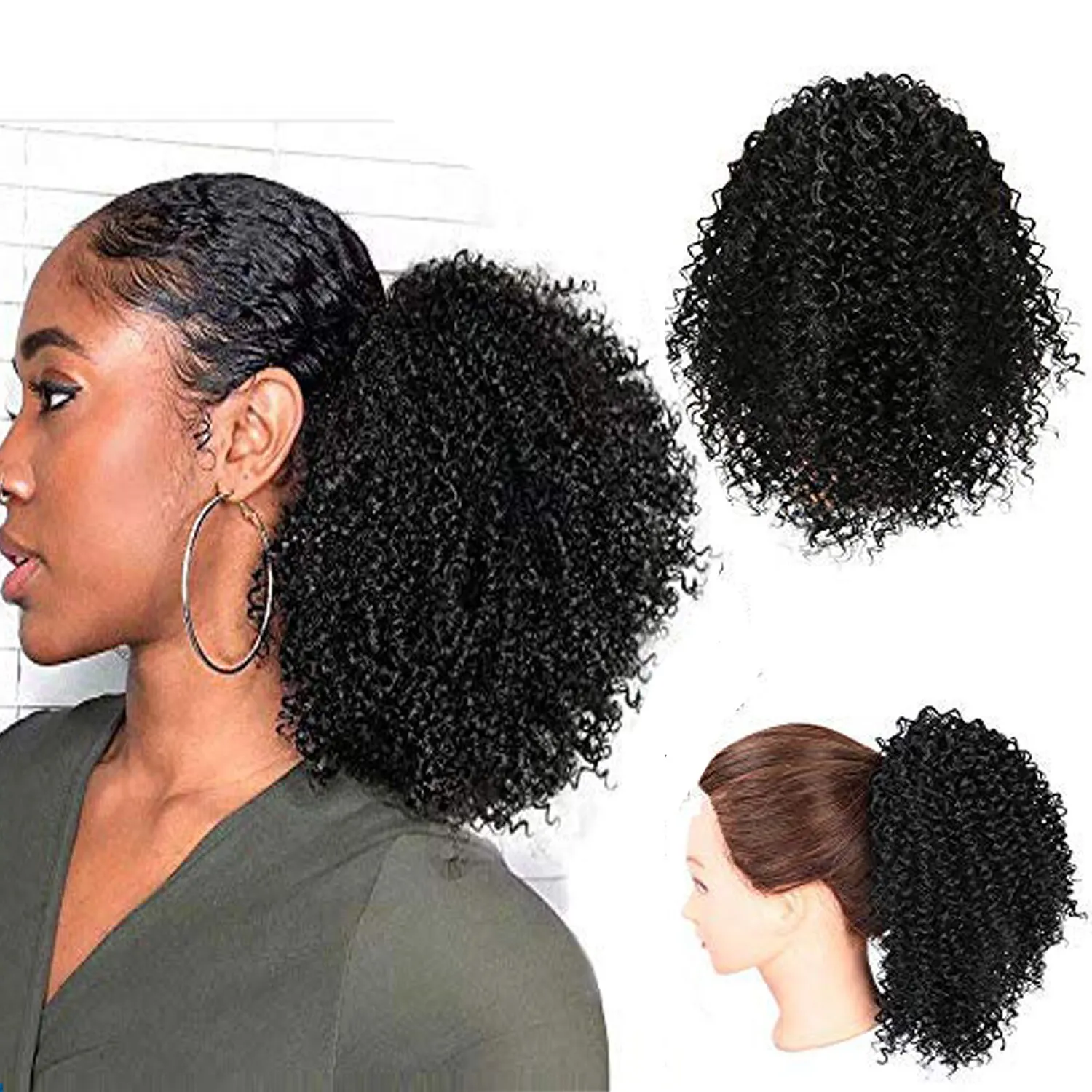 10-Inch-Synthetic-Afro-Drawstring-Ponytail-Kinky-Curly-Ponytail ...
