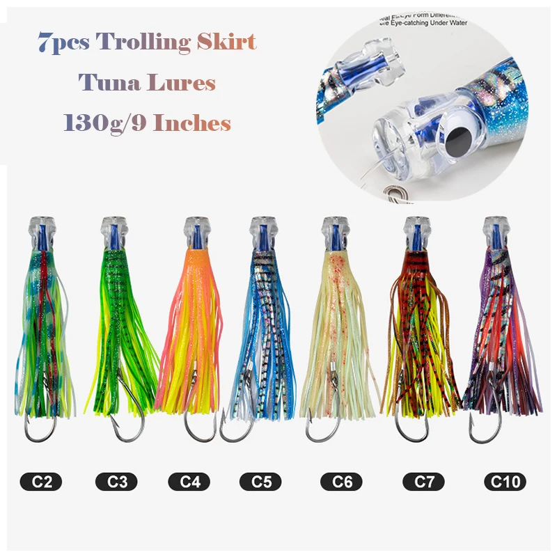 Trolling-Skirt-Tuna-Lures-110g-9-Inches-Sinking-Boat-UV-Light ...