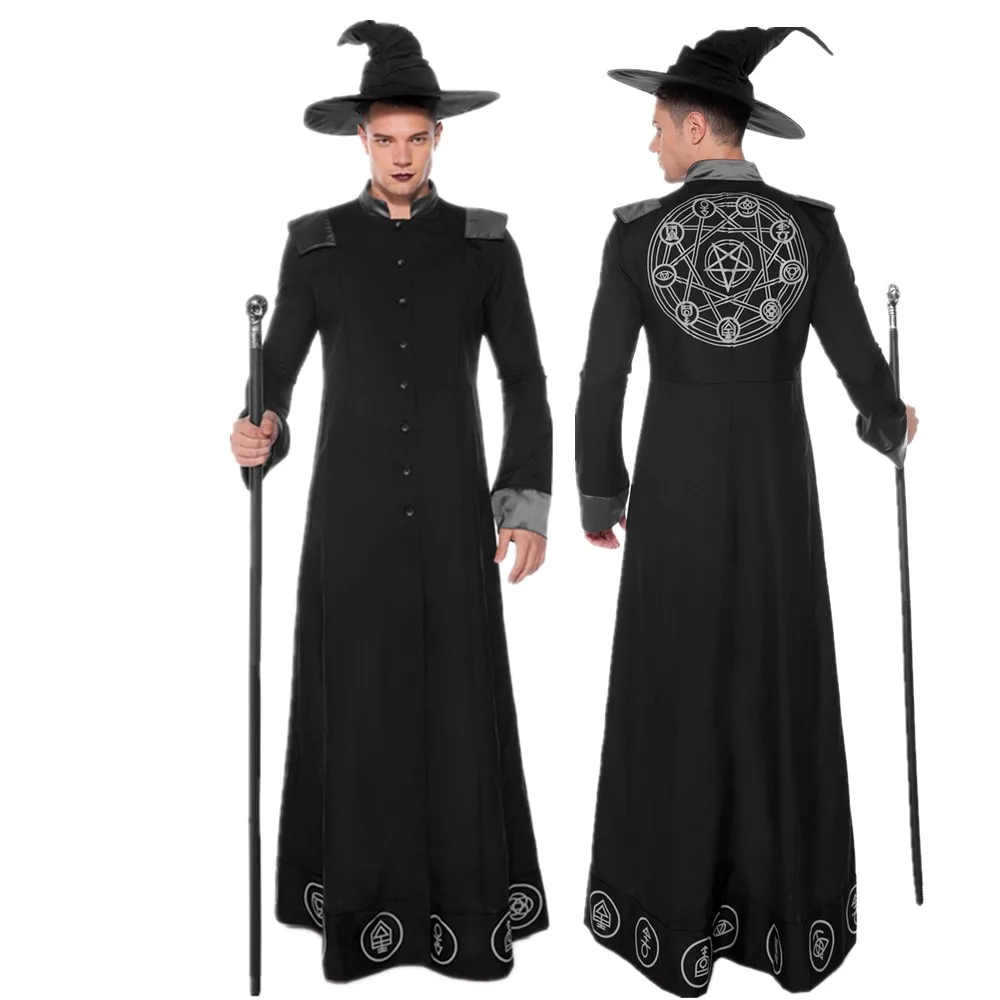 Adult-Magic-Wizard-Sorcerer-Warlock-Costume-Magician-Cosplay-for-Men ...