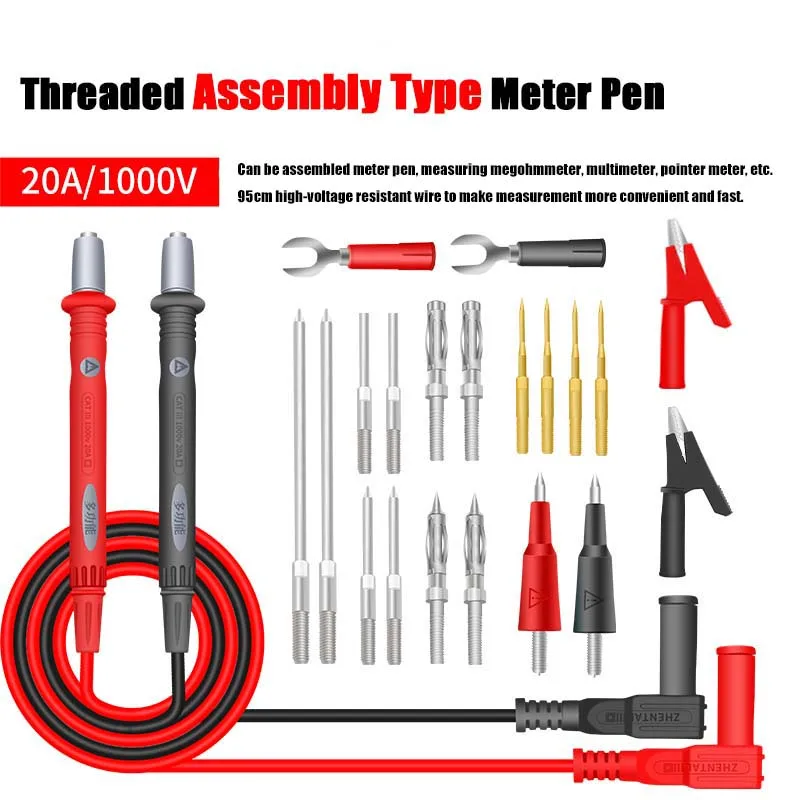 22PCS-Multimeter-Test-Leads-Kit-Silicone-Probe-Threaded-Assembled-SMD ...