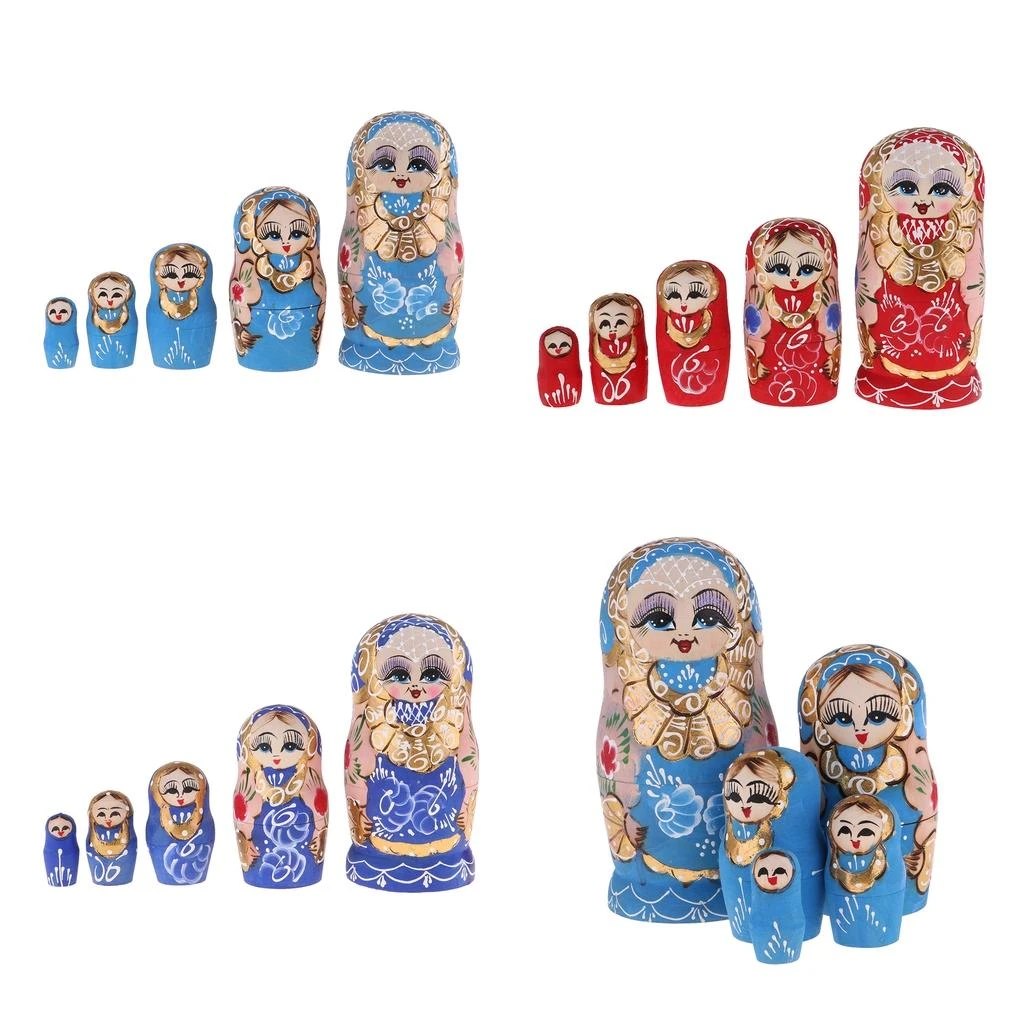 Russian Hand Painted Handmade Nesting Dolls Matryoshka Basswood Toys ...