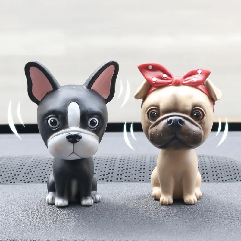Pug Car Dashboard Toys Figures Car Ornaments Nodding Dog Bulldog ...