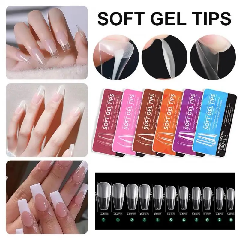 550pcs Nail Capsule Full Cover Fake Nail Art Tips Coffin Semi-frosted ...