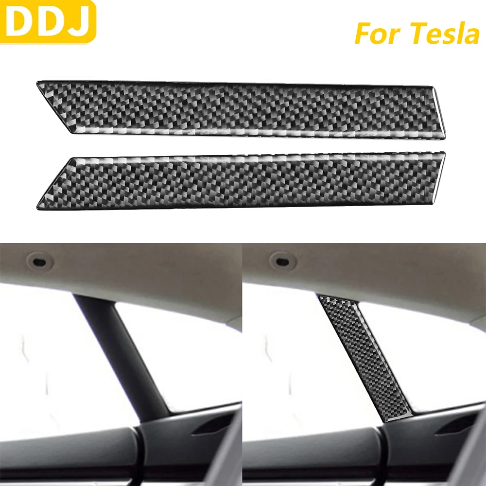 For Tesla Model S 2012-2020 Carbon Fiber Rear Inner Door Window Pillar ...