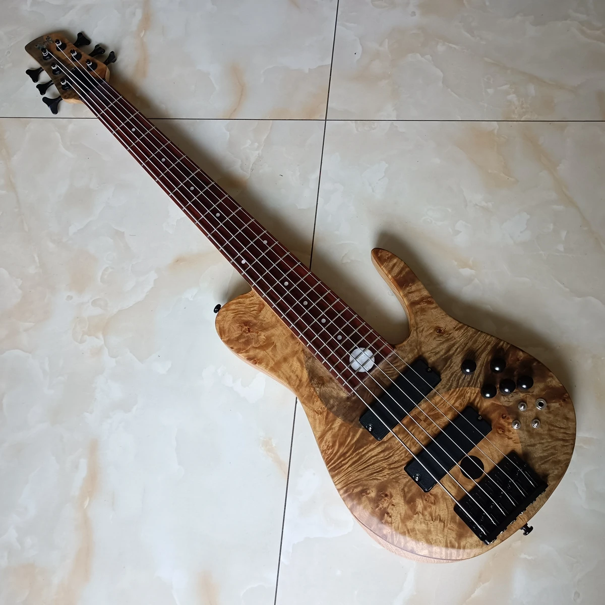 6 Strings Natural Ash Burl Spalted Maple Top Electric Bass Guitar Neck ...