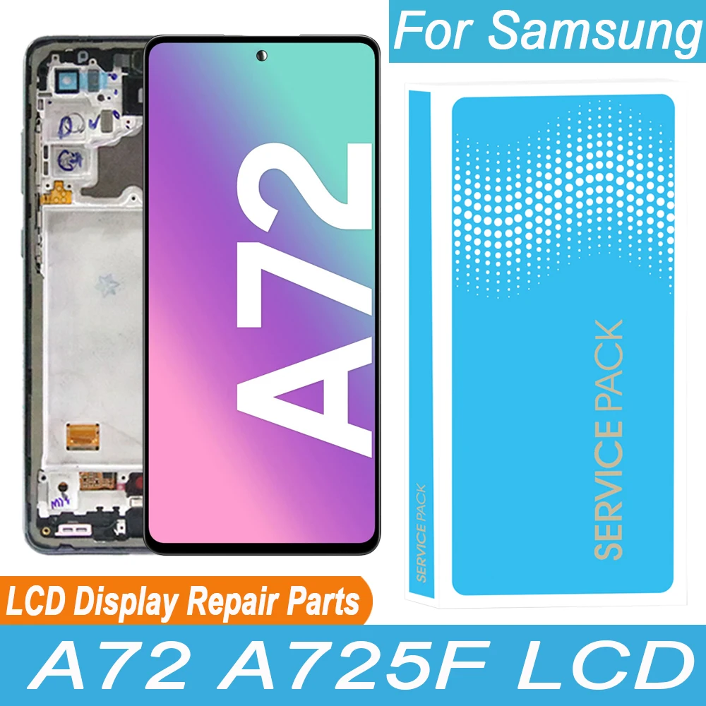 100% Original Amoled 6.7 Display Display Display Para Samsung Galaxy A72 A725 A725f/ds Lcd ...