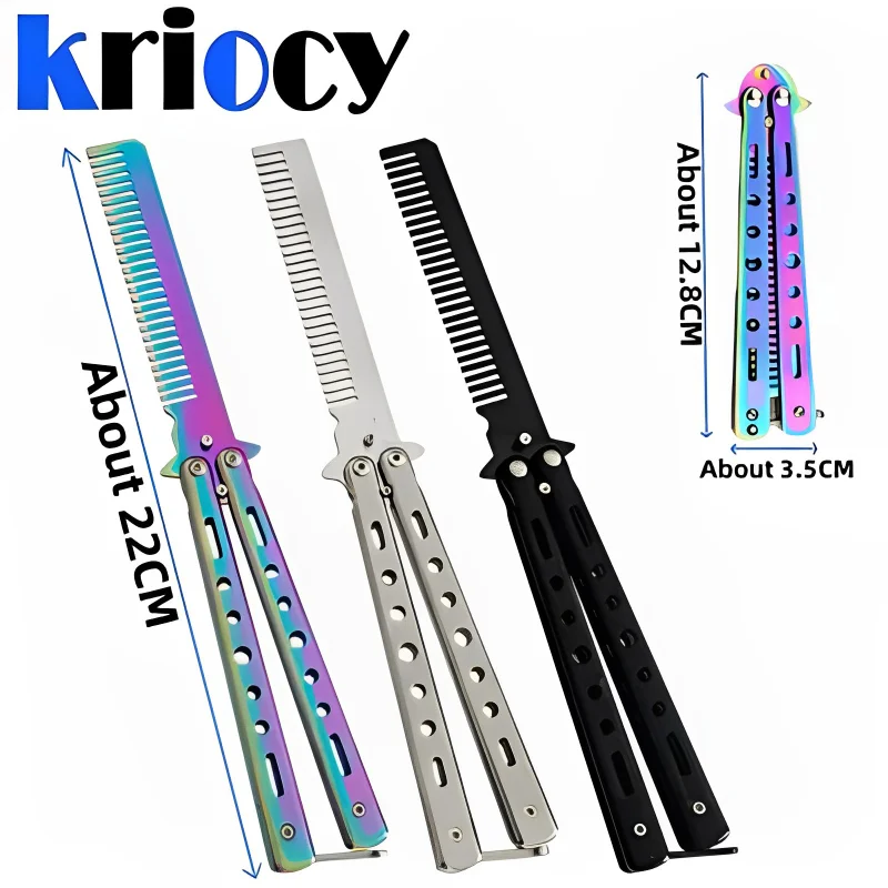 Foldable Comb Stainless Steel Practice Training Butterfly Knife Comb ...