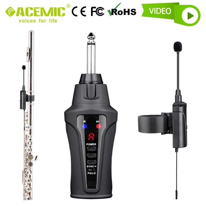 Flute-Microphone-Wireless-Pickup-System-Clip-On-Condenser-Mic-Cardioid ...