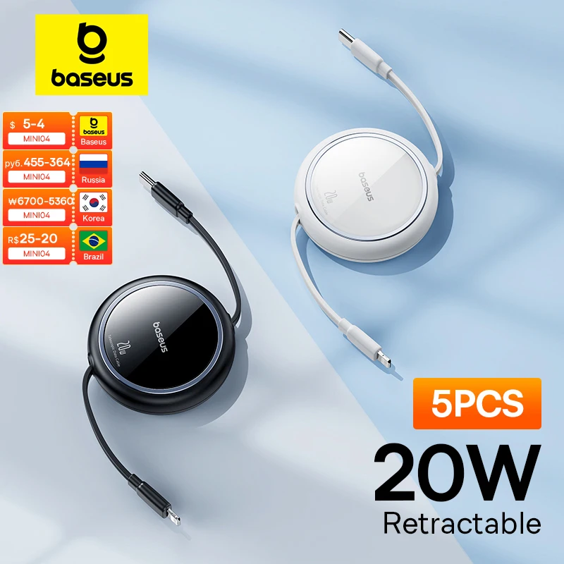 Baseus-2-5PCS-Retractable-PD-20W-USB-C-Cable-For-iPhone-14-13-12-Pro ...