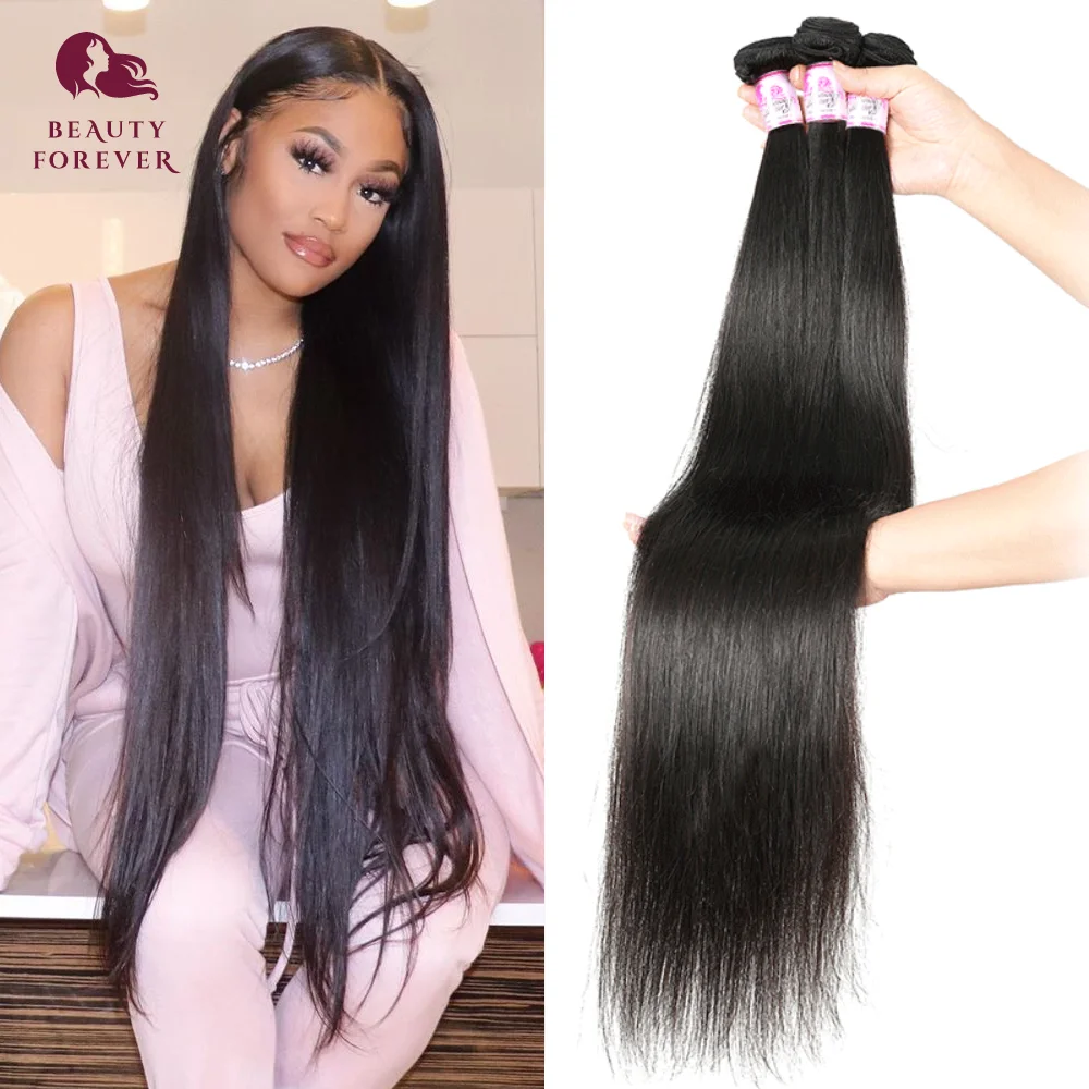 Beauty Forever Brazilian Hair Straight Weaving 3 Bundles Remy Human ...