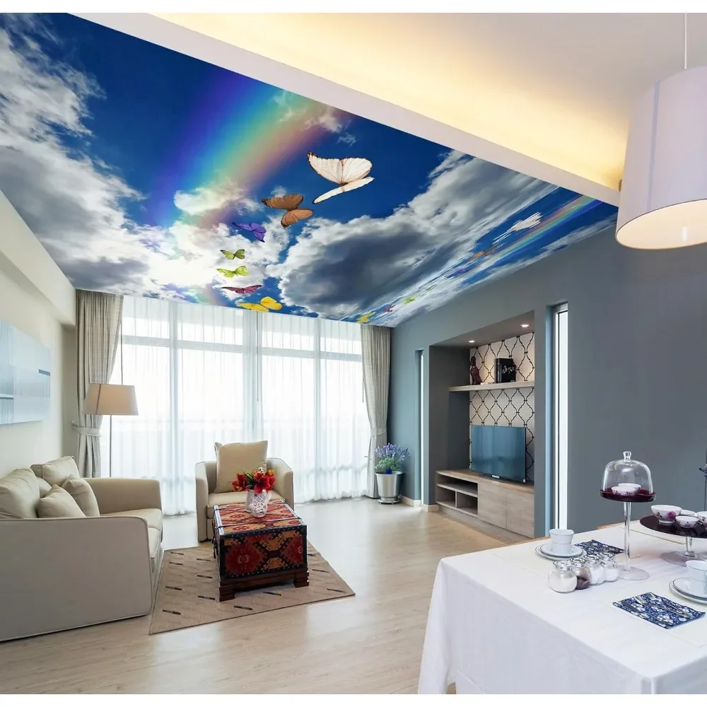 3D-Butterfly-Cloud-Ceiling-Wall-Paper-Wall-Print-Deca-Self-Adhesive ...