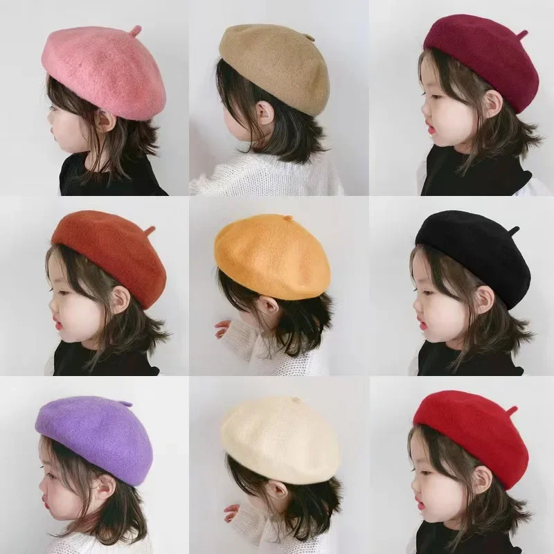 AGE 2-6 Years old (50-52cm)Kids Beret Hats for Girls - Artist Wool ...