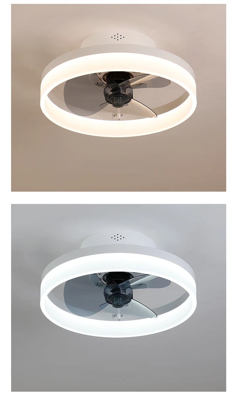 RUMOCOVO Plafonnier LED moderne avec ventilateur GrDC lampes dcoratives intensit variable WHITE ...